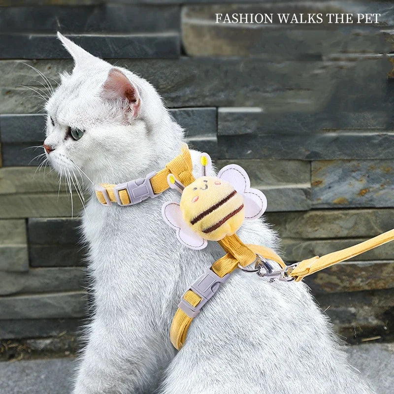 Adjustable Cat & Dog Harness Leash Set – Cute Bee Design for Small ...